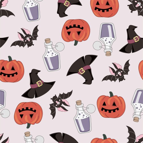 Seamless pattern with hand drawn halloween element