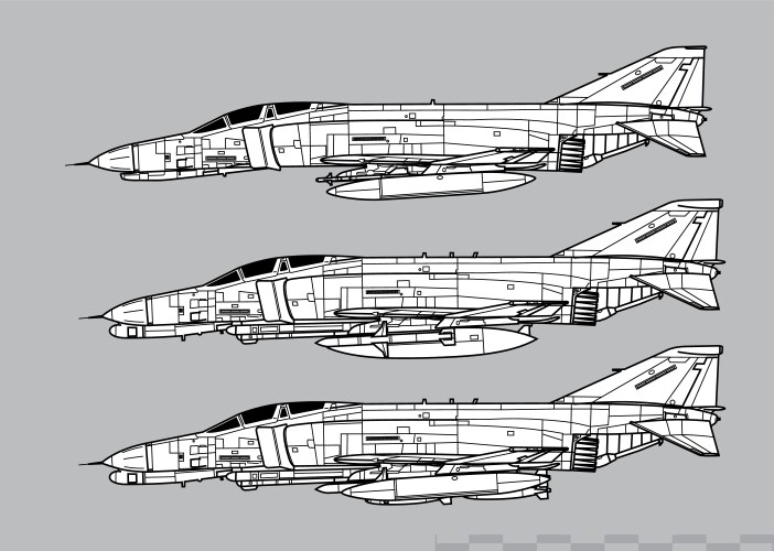F-4 phantom ii stylized drawing a vintage jet Vector Image