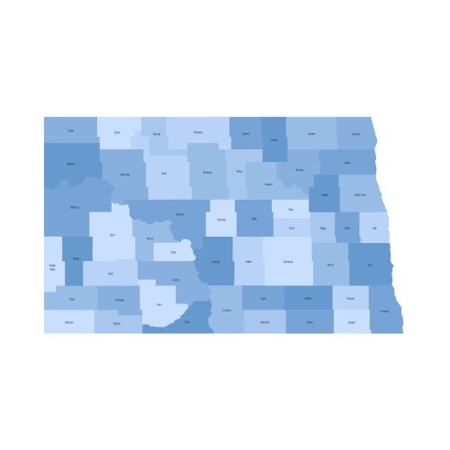 Administrative map of north dakota nd Royalty Free Vector