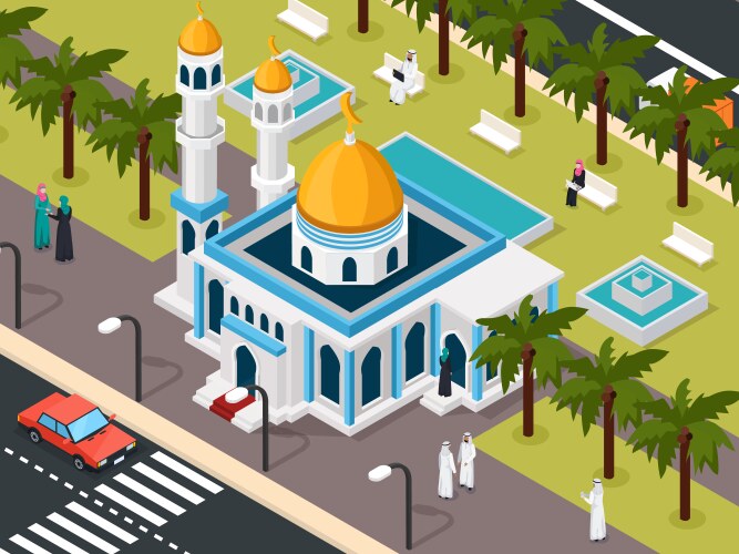 Muslim isometric arab 3d people saudi business Vector Image