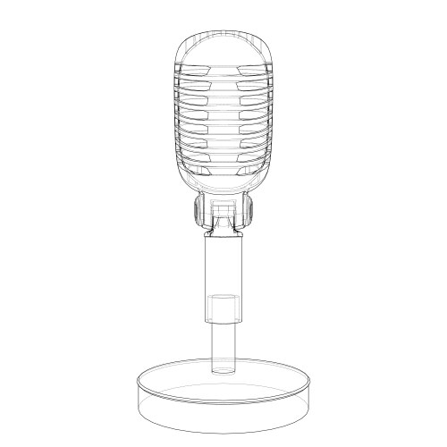 Outline vintage microphone Royalty Free Vector Image