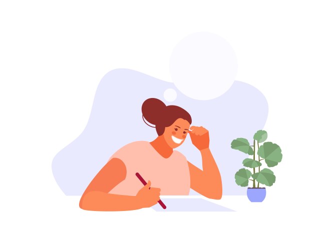 Cartoon student writing Royalty Free Vector Image