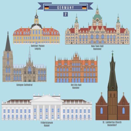 Famous places in germany Royalty Free Vector Image