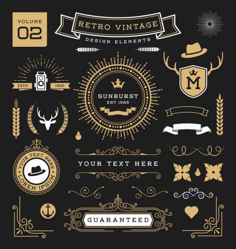 Set of retro vintage graphic design elements Vector Image