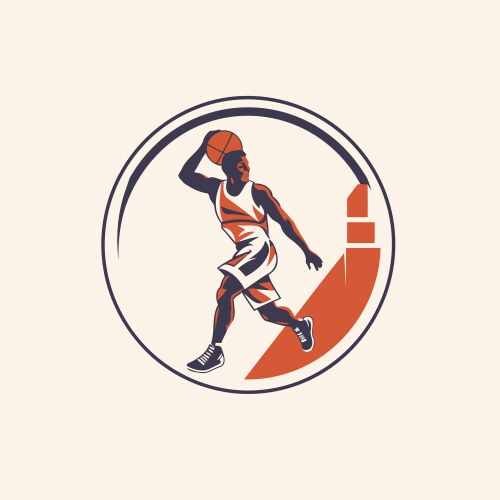 Basketball player with ball logo design template Vector Image