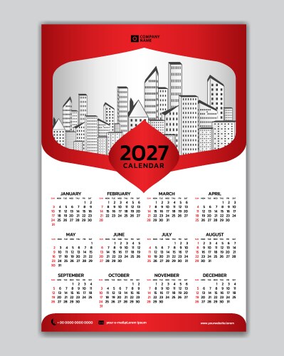 Calendar 2027 year (49666613) – Royalty-Free Vector | VectorStock