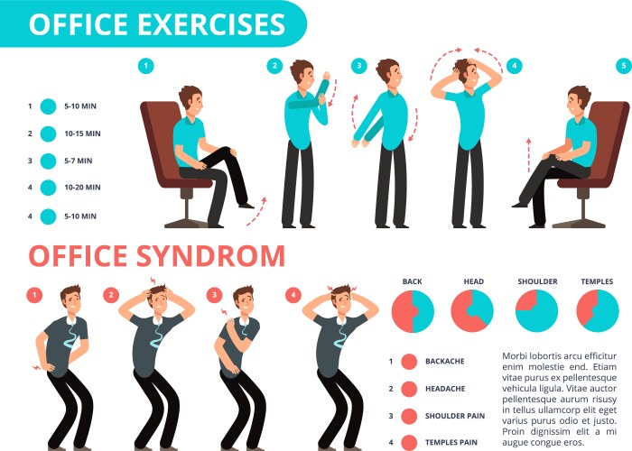 Woman character doing neck and shoulder exercises Vector Image
