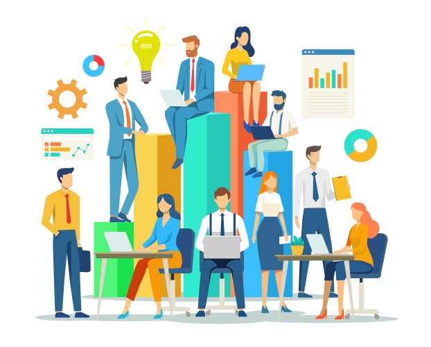 Strengths and weaknesses team cartoon Royalty Free Vector