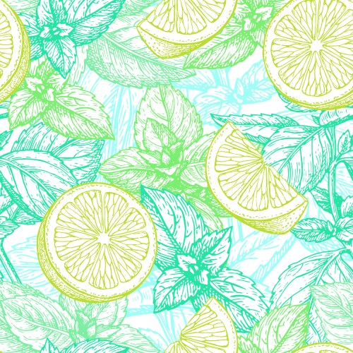 Fresh mint seamless pattern Royalty Free Vector Image