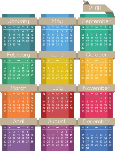 Calendar 2023 year english colorful horizontal Vector Image