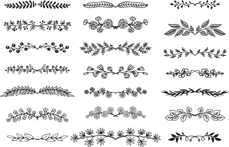 Collection of hand drawn borders in sketch Vector Image