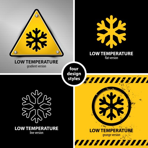 Set of yellow warning signs Royalty Free Vector Image