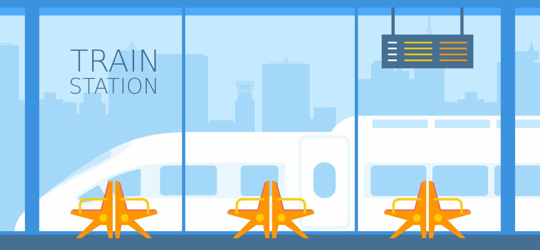 Railway station building cartoon set Royalty Free Vector