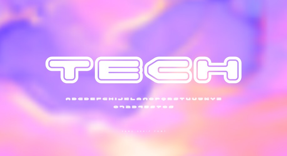 Wide sans serif font with rounded corners Vector Image