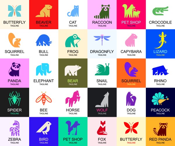Animals logos collection Royalty Free Vector Image