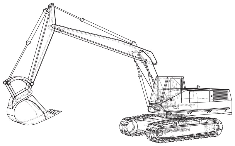 Continuous line drawing excavator concept Vector Image