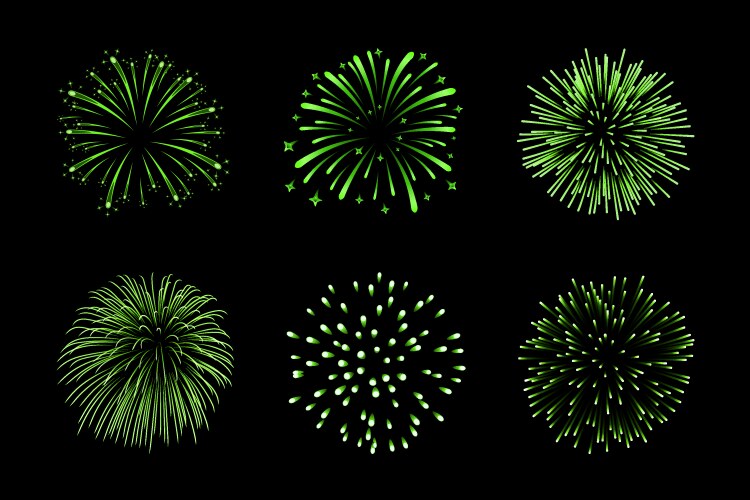 Brightly colorful fireworks and salute- isolated Vector Image