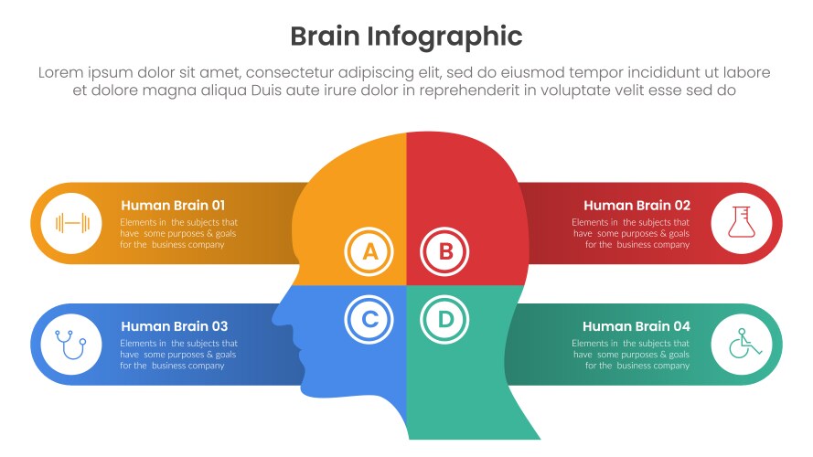 Human brain infographic template banner Royalty Free Vector