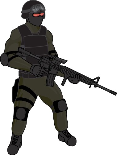 Swat team member fn2000 tan Royalty Free Vector Image