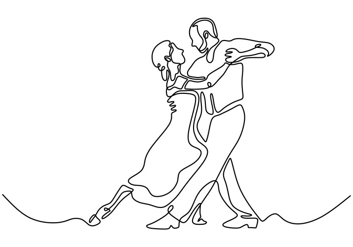 Happy couple hugging and kissing one line drawing Vector Image