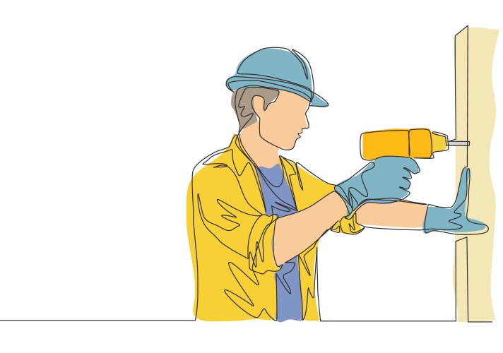 Continuous one line drawing young handsome Vector Image