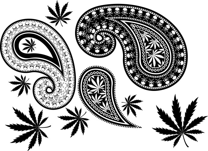 Black and White Cannabis Leaves Vector Images (over 3,500)