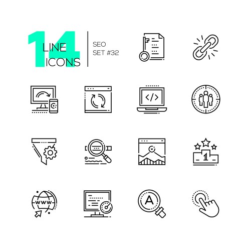 Process data analysis icon set in thin line style Vector Image