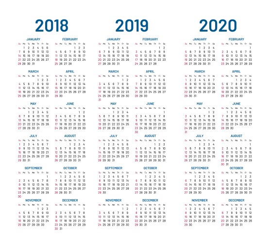 Set of monthly calendar templates for 2023 2024 Vector Image