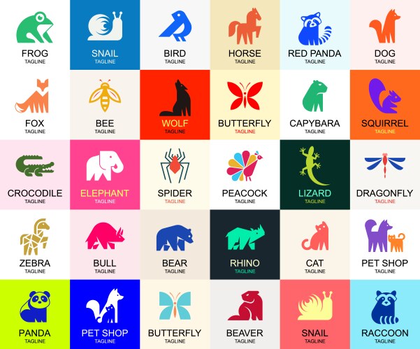 Animals logos collection Royalty Free Vector Image