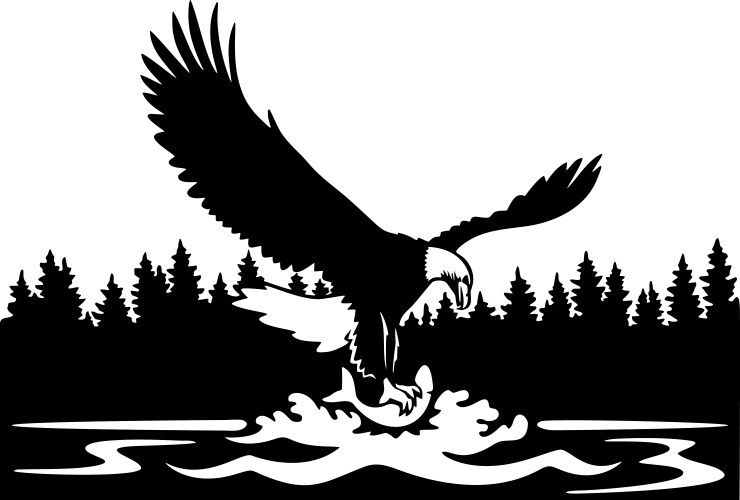 Cute bald eagle with wings outstretched Royalty Free Vector