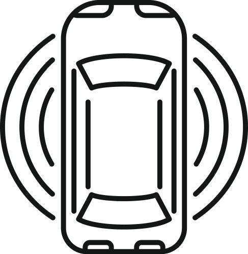 Smart car top view with central processor unit Vector Image