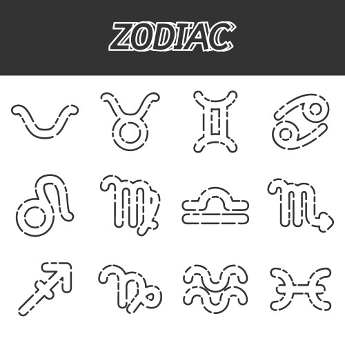 Set of simple zodiac signs with captions Vector Image