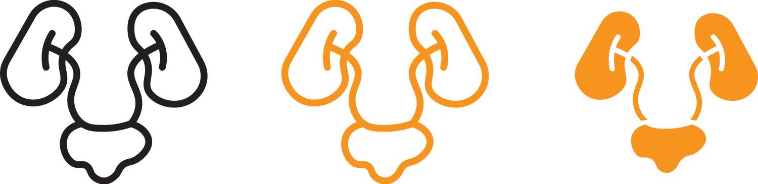 Urinary system icon black and white outline sign Vector Image