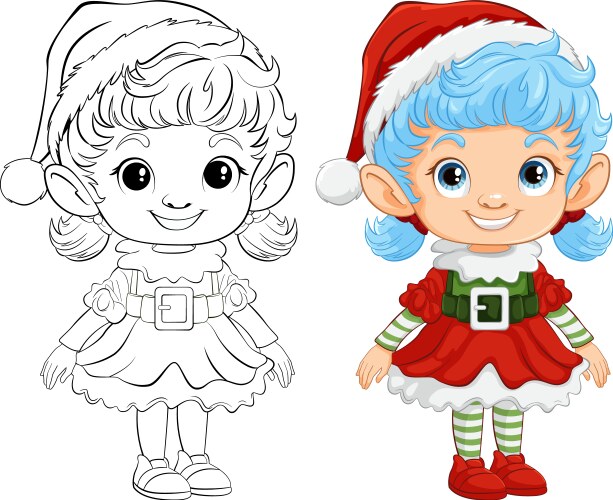 Cartoon elf on a colored background Royalty Free Vector