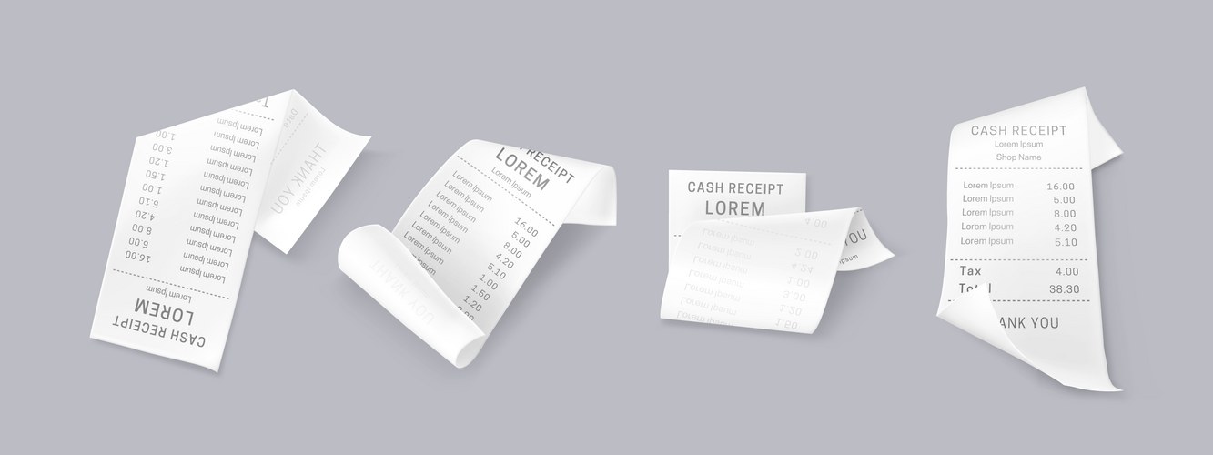 Realistic Paper Bill Mockup - Receipt Roll – Royalty-Free Vector ...