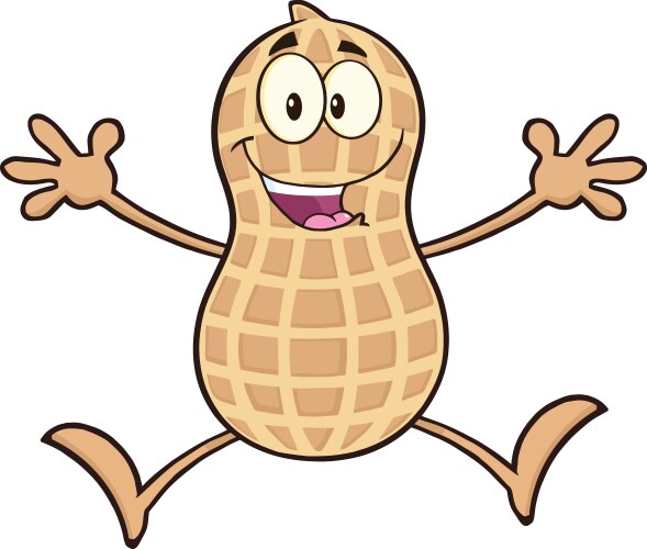 Peanut cartoon mascot character Royalty Free Vector Image