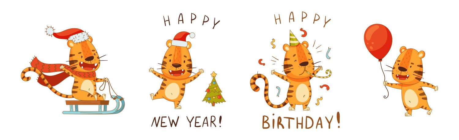 Funny tiger predator jungle animal with striped Vector Image