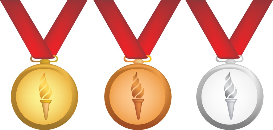 Silver gold bronze medal award icon metal Vector Image