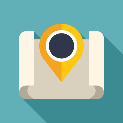 Yellow location pin point showing position Vector Image