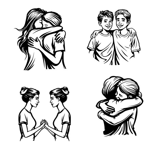 Girls Hugging Vector Images (over 25,000)