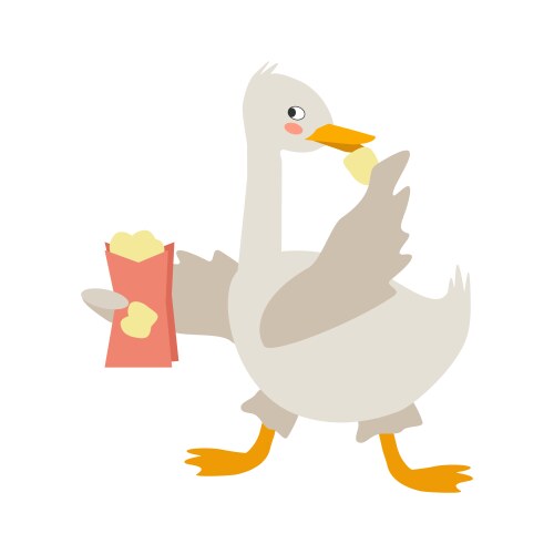 Cute goose character doing yoga Royalty Free Vector Image
