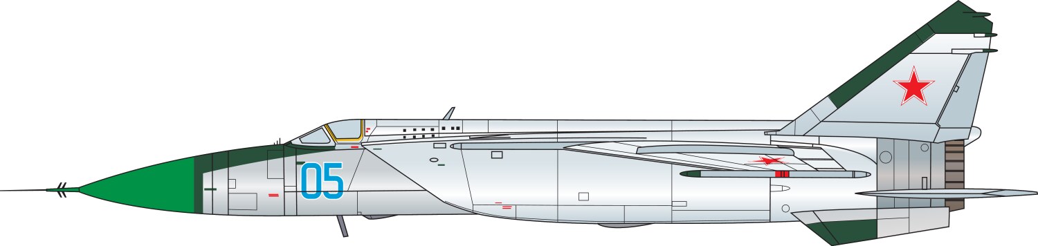 Mikoyan MiG-25 Foxbat Aircraft Profile Royalty Free Vector