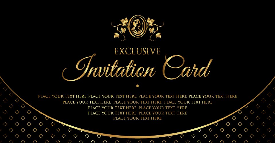 Black and gold exclusive invitation card design Vector Image