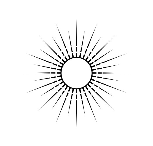 Minimalistic sun rays sunburst silhouette Vector Image
