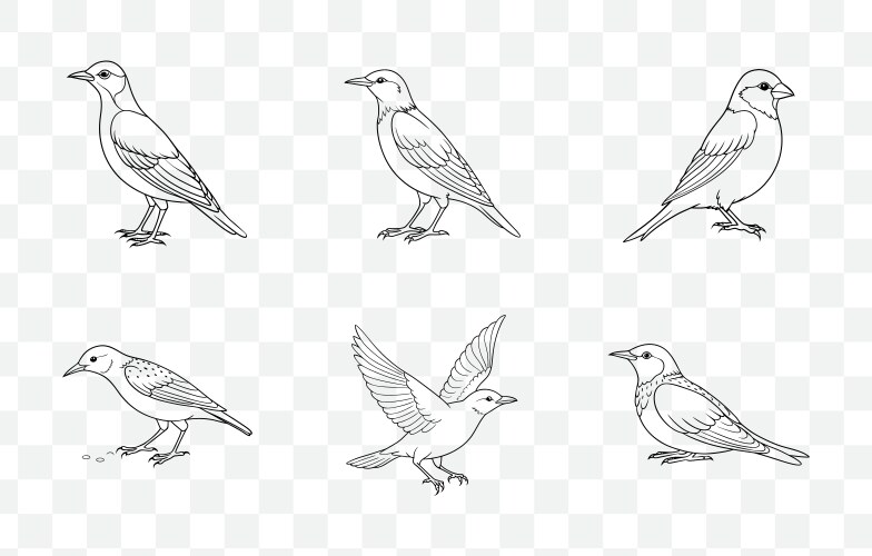 Print comprehensive snipe line art Royalty Free Vector Image