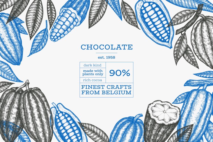 Cocoa design template chocolate beans Royalty Free Vector