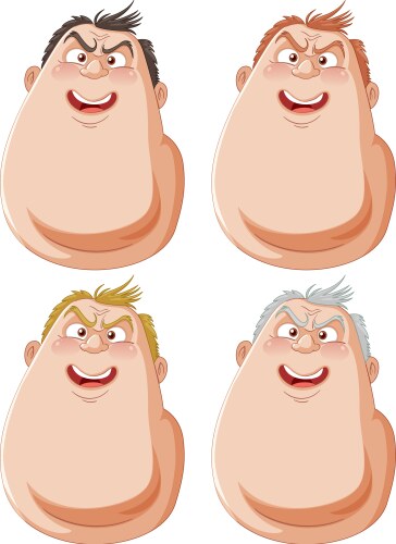 Two cartoon faces showing extreme expressions Vector Image