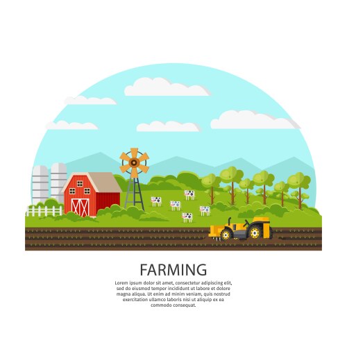 Colorful agriculture and farming concept Vector Image