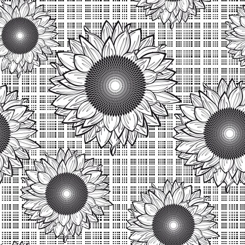 Checkered sunflowers seamless pattern Royalty Free Vector