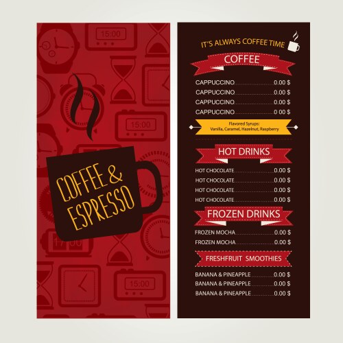 Cafe menu template design Royalty Free Vector Image